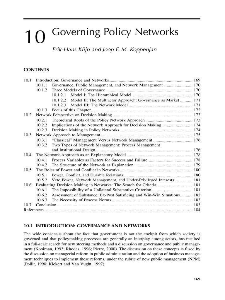 Klijn and Koppenjan - 2006 - Governing Policy Networks | PDF | Policy ...