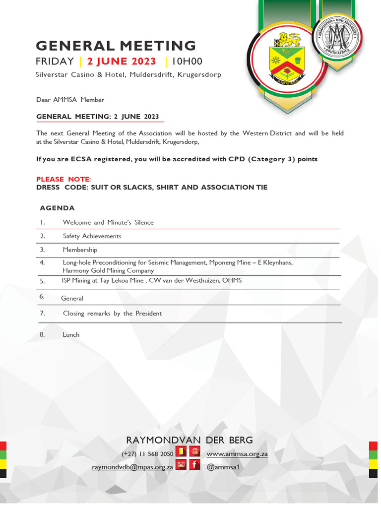 AMMSA General - Meeting - 2 - June 2023 - Agenda | PDF