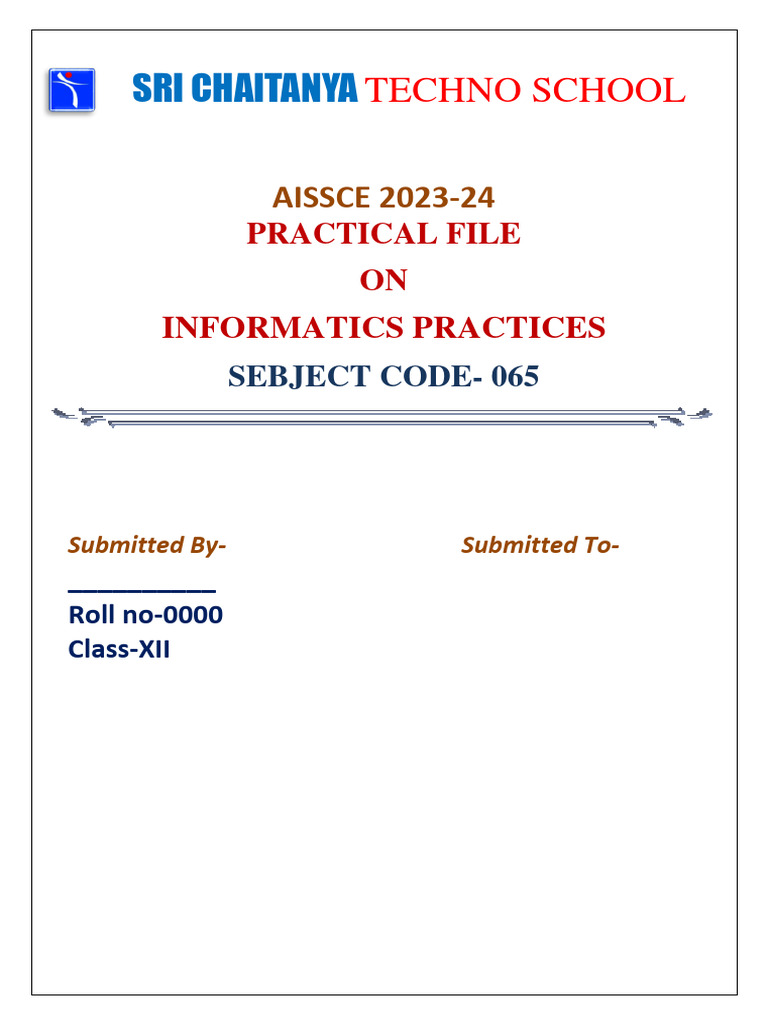 Practical File Ip Class 12 2023 24 Pdf My Sql Python Programming Language