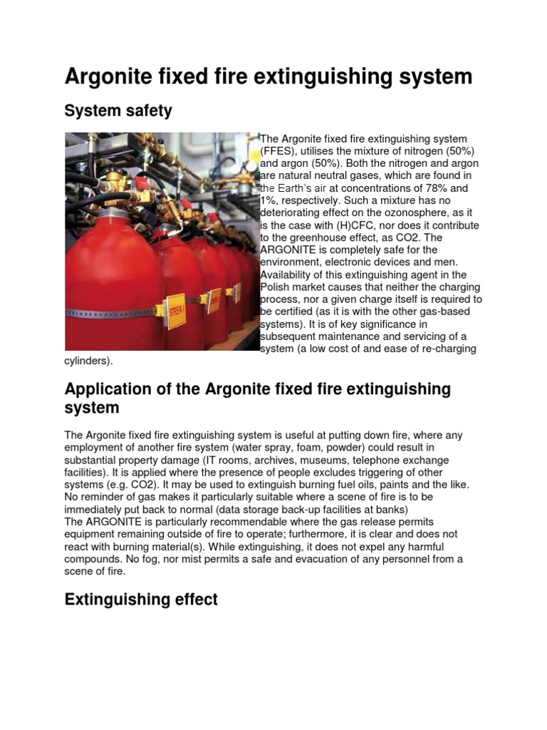 Argonite Fixed Fire Extinguishing System | PDF | Carbon Dioxide ...