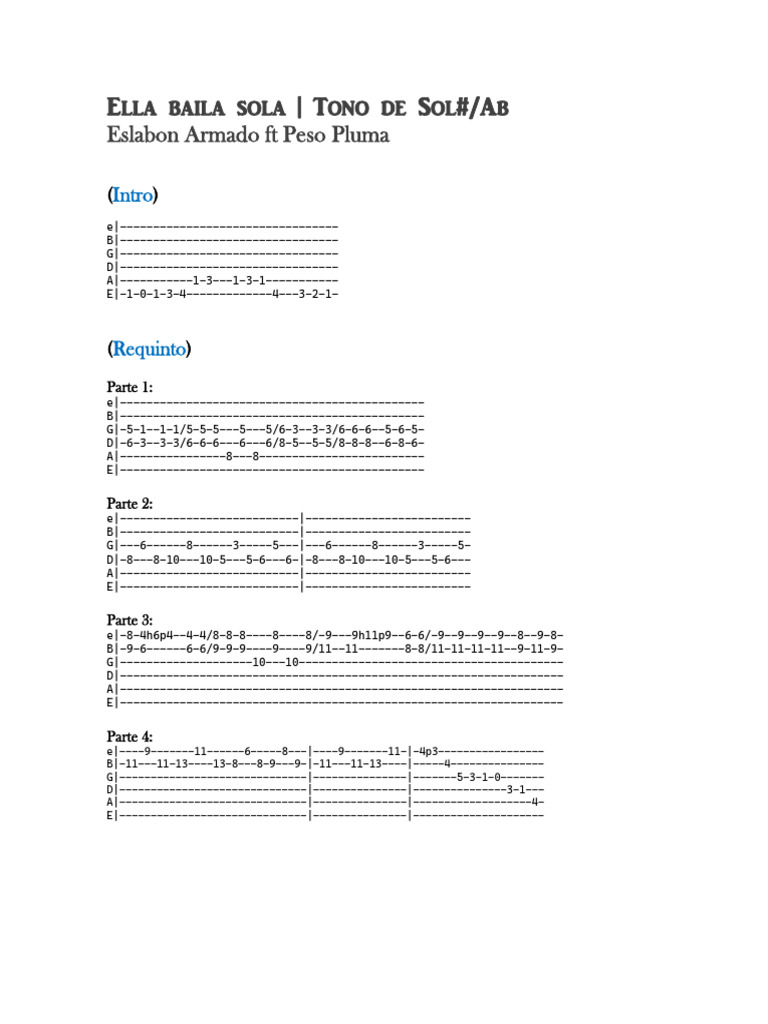 Ella Baila Sola Guitar Notes