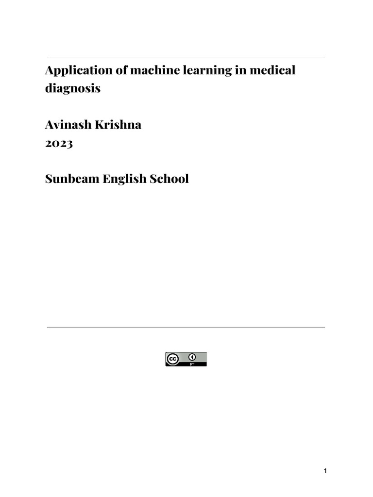 Application of Machine Learning in Medical Diagnosis | PDF | Machine Learning | Accuracy And ...