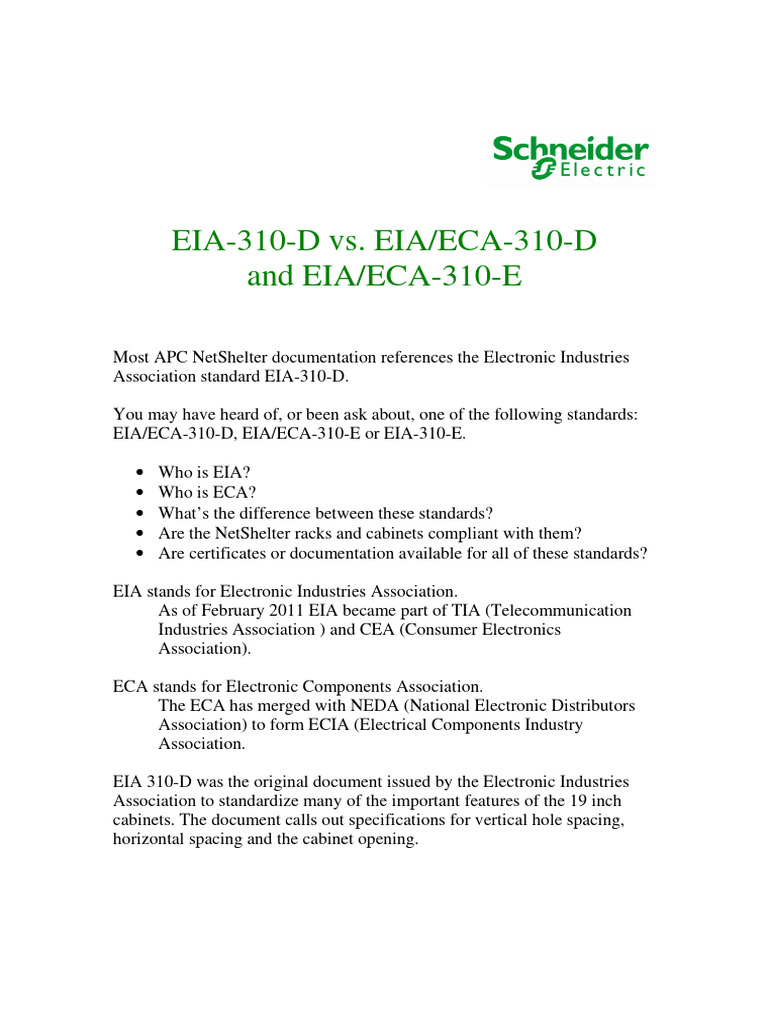 EIA-310-D ECA-310-D Info Rev2 | PDF
