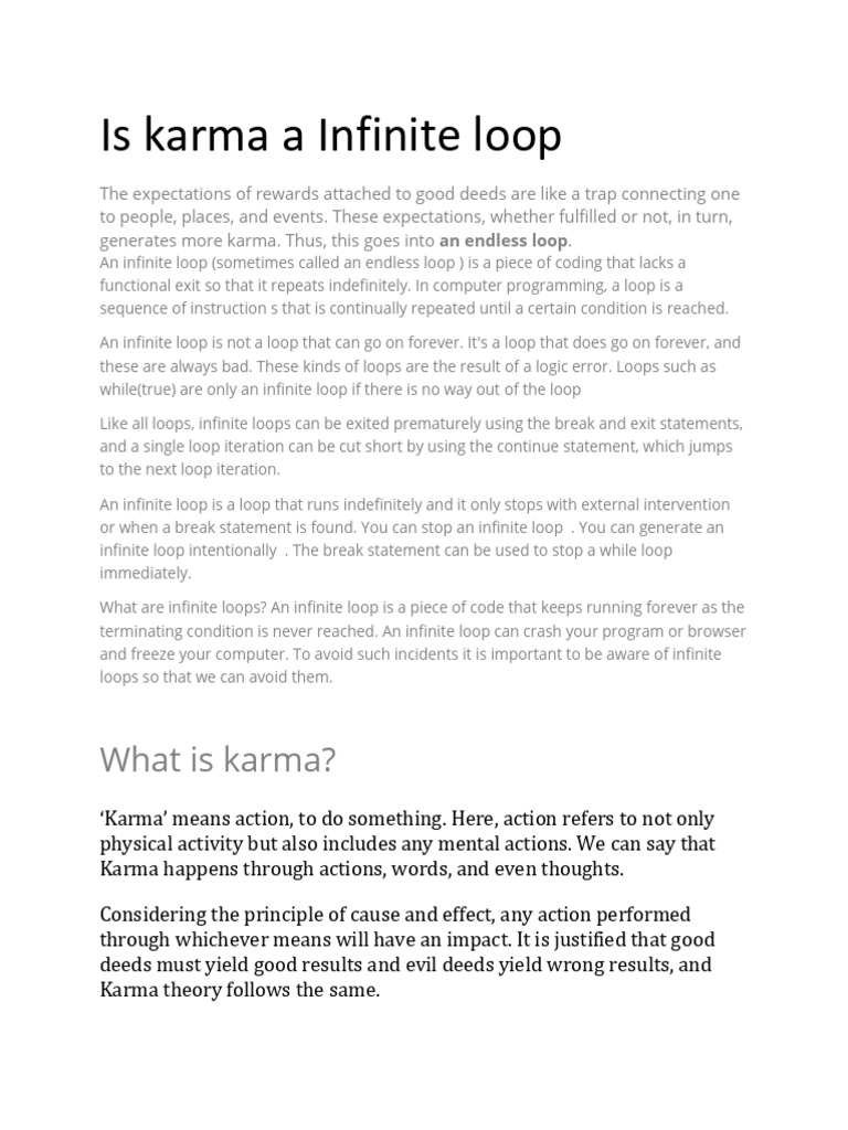 Is Karma A Infinite Loop | PDF | Karma | Control Flow