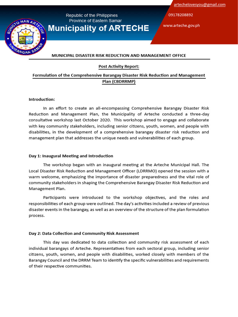 Post Activity Report CBDRRMC Formulation | PDF | Emergency Management ...