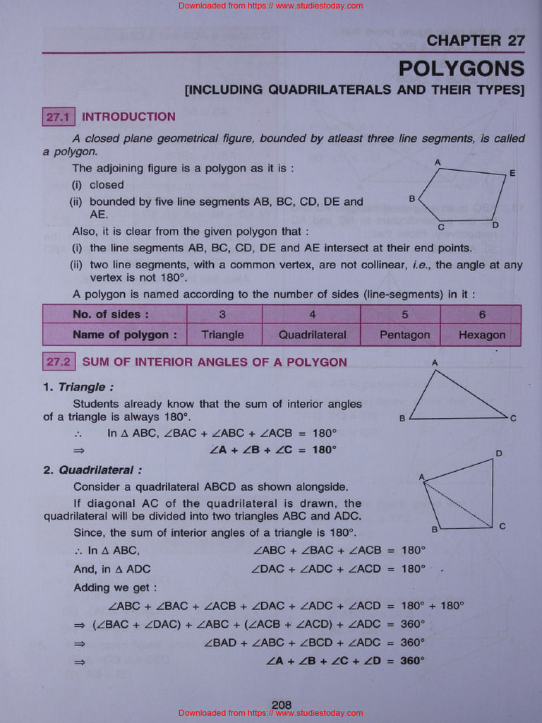 ICSE Class 7 Maths Chapter 27 Polygons | PDF