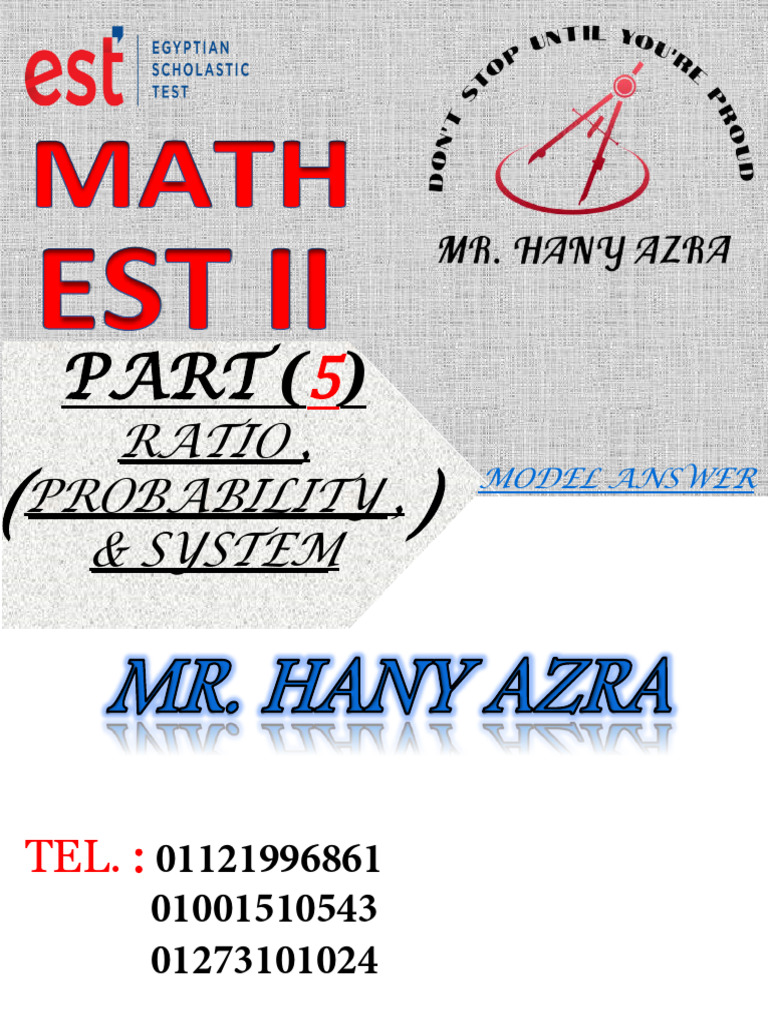 Part (5) Ratio, Probability and System (M.a) | PDF | Mean