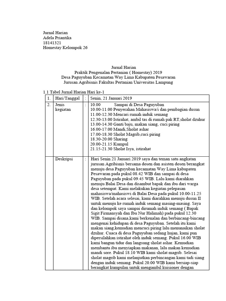 Adel Jurnal Harian | PDF