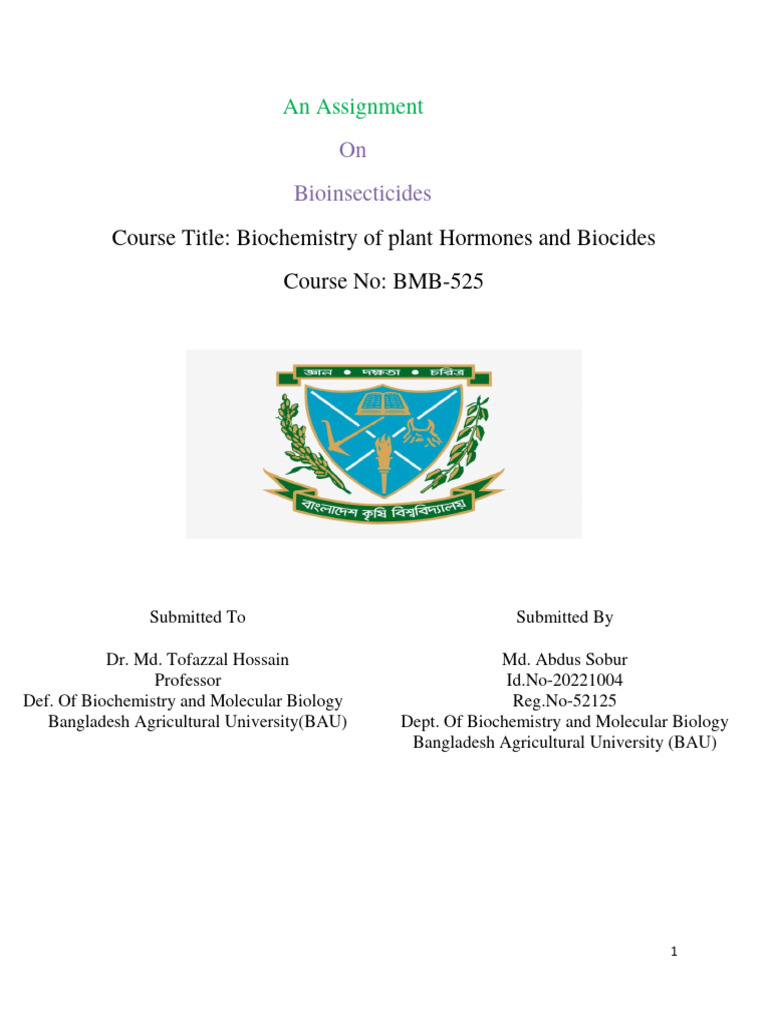 Bioinsecticides - Abdus Sobur | PDF | Insecticide | Biology