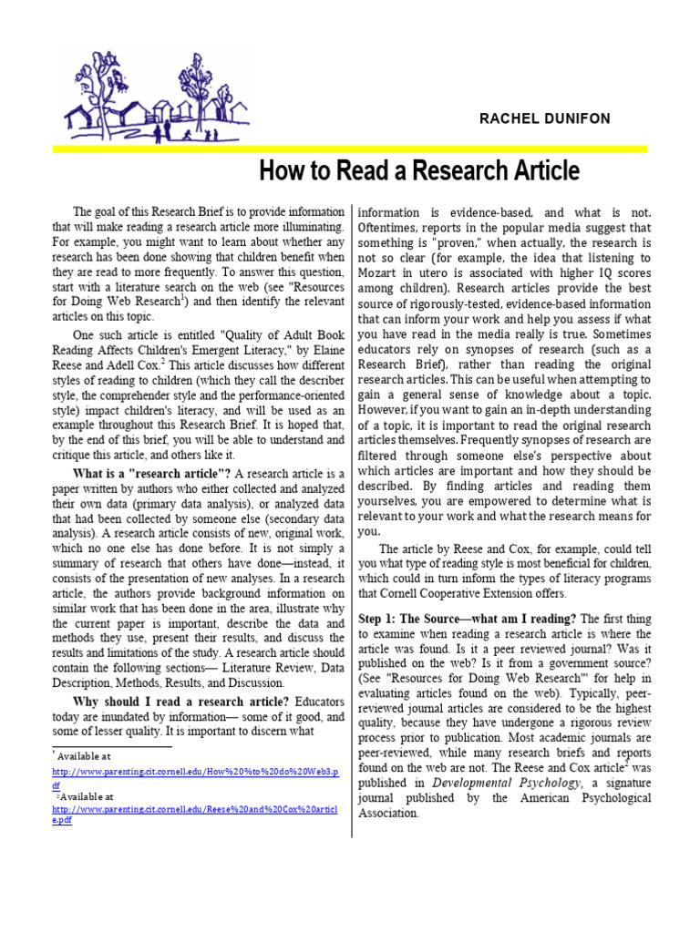 How To Read A Research Article 1tweh7l | PDF | Mean | Statistics