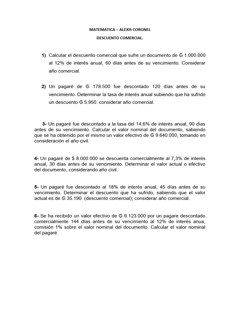 3 - Descuento Comercial | PDF