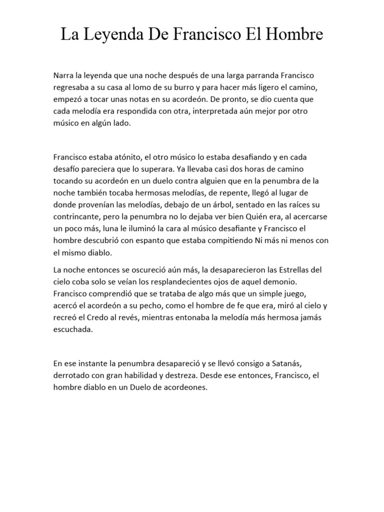 La Leyenda de Francisco El Hombre | PDF