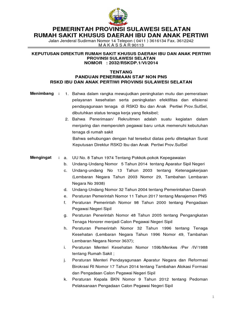 SK Panduan Rekrutmen Tenaga Kontrak 2018 | PDF | Karier & Perkembangan | Pengelolaan Keuangan & Uang