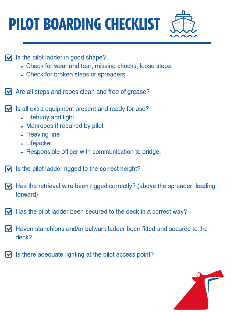 Pilot Boarding Checklist Inspection | PDF