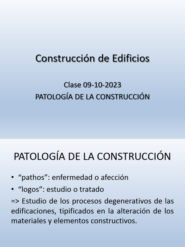 Clase 21. 09-10-23 Patología de la construcción | PDF | Fundación (Ingeniería) | Fundación profunda