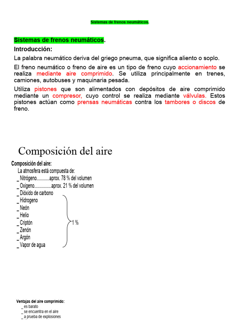 Esquema de Sistema de Frenos Neumáticos | PDF | Presión | Neumático