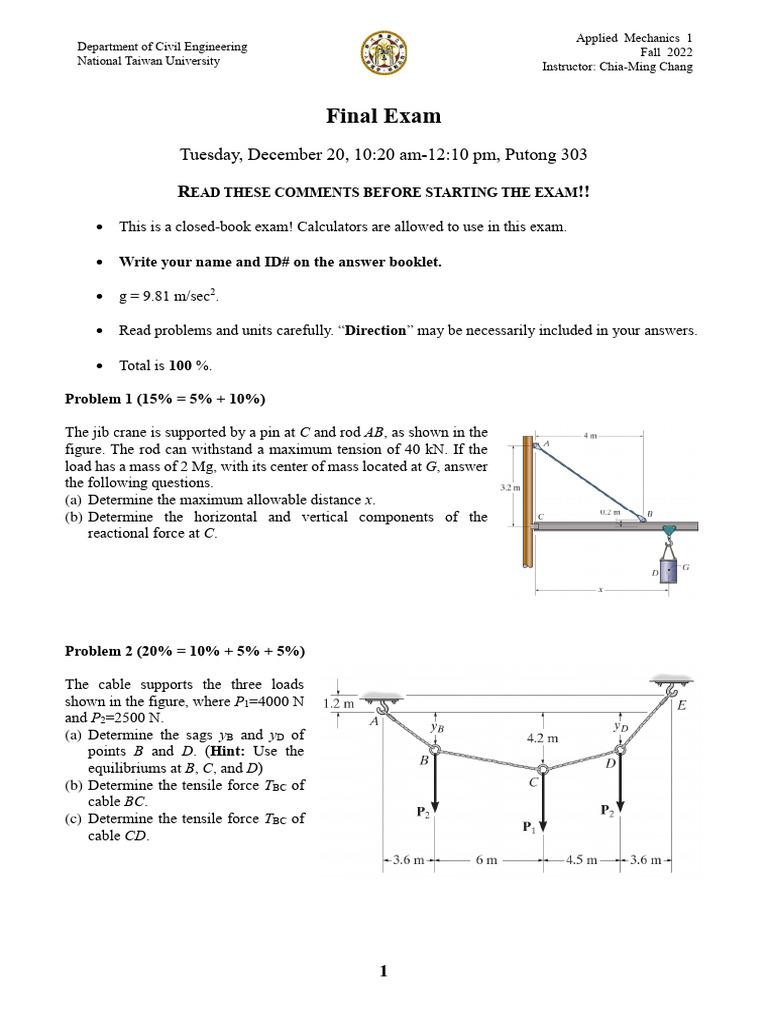 Final Fall2022 | PDF | Force | Physical Sciences