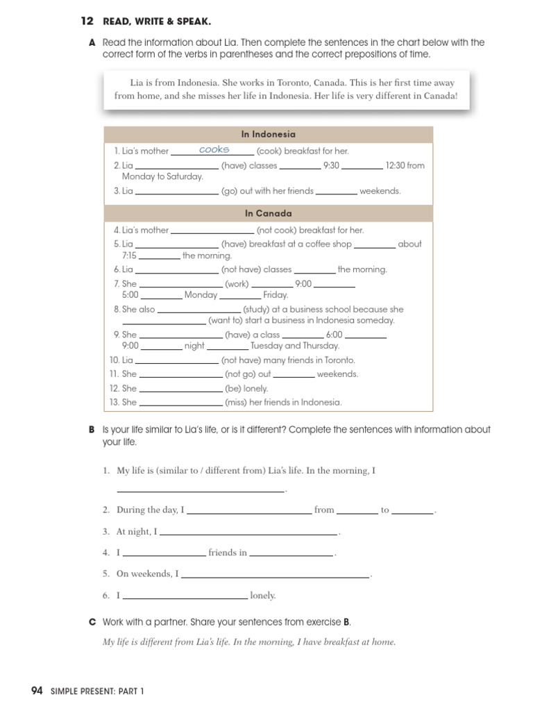 Present Simple Exercise 1 | PDF | Linguistic Typology | Language Mechanics