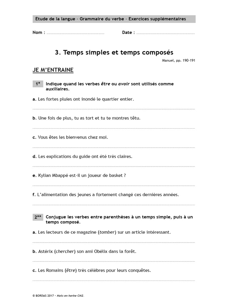 GV 03 Temps Simples Temps Composes | PDF | Linguistique