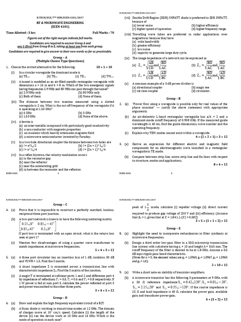B Tech Ece 7 Sem Ecen 4101 2017 Ac Bd And Cd Ab Z Ac Bd And Ac Bd Z