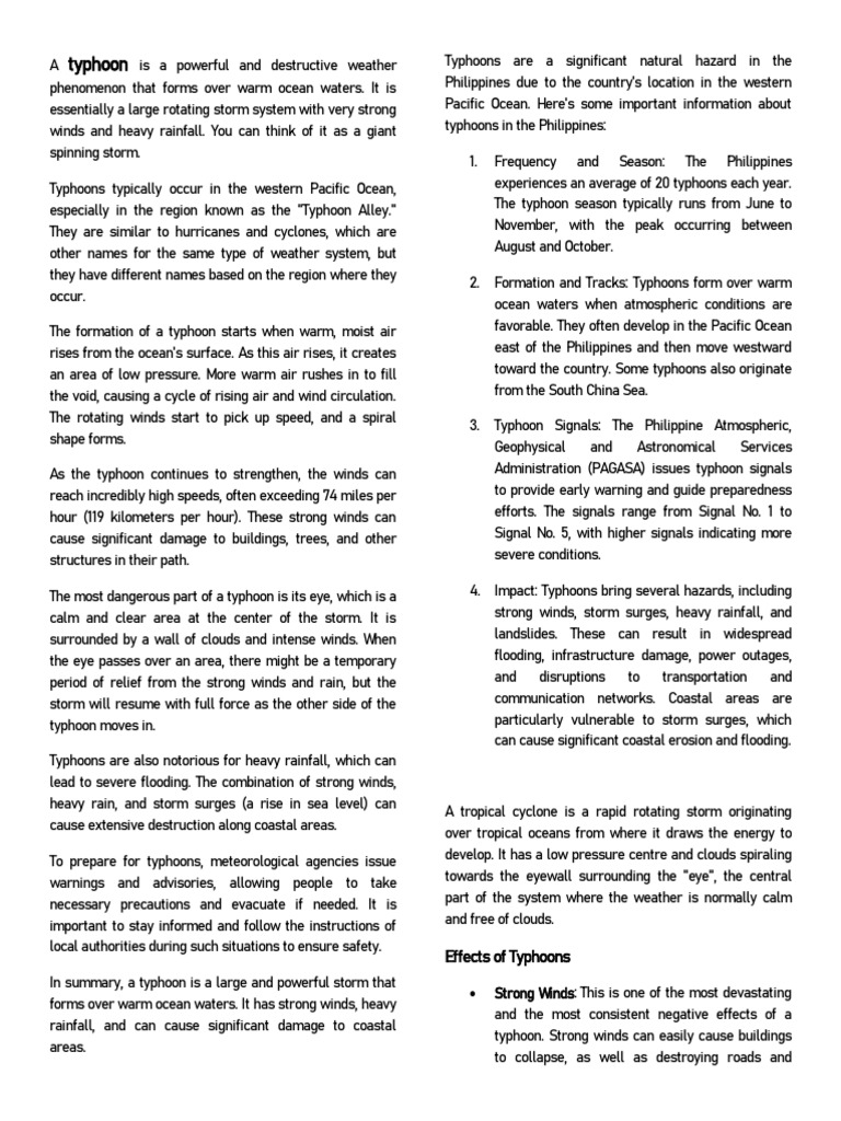 Typhoon Notes | PDF | Tropical Cyclones | Eye (Cyclone)