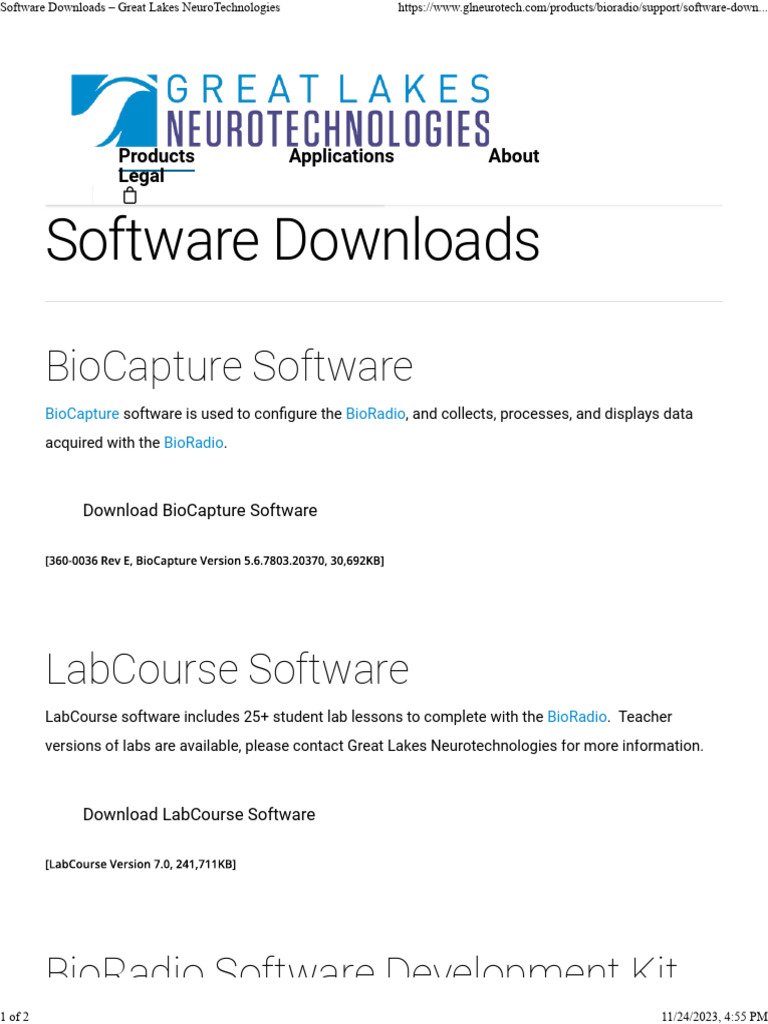 Software Downloads - Great Lakes NeuroTechnologies | PDF | Software | Software Development Kit