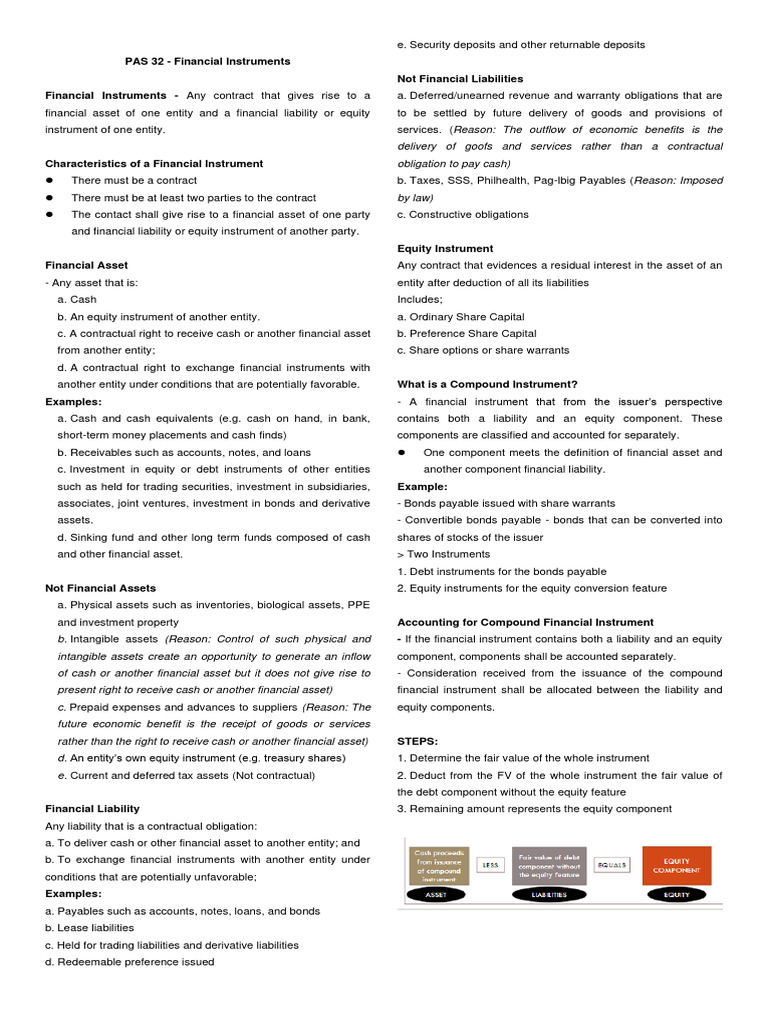 CFAS PAS 32 Financial Instruments and PFRS 9 Measurement of F Asset ...