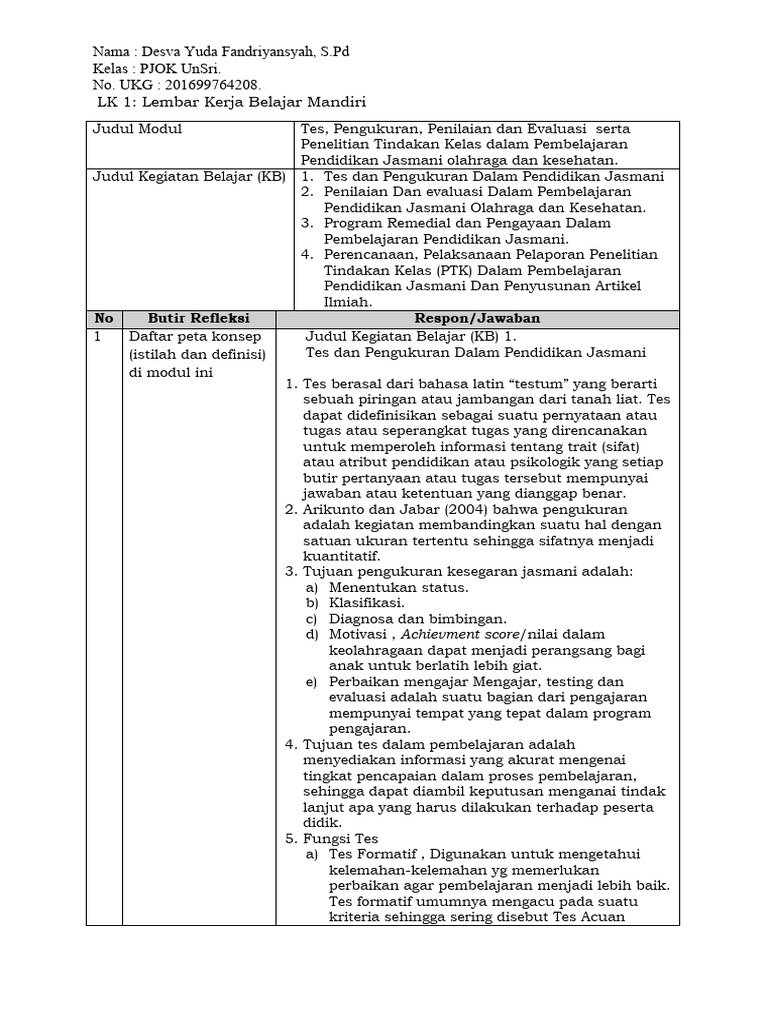 Modul Evaluasi PJOK | PDF