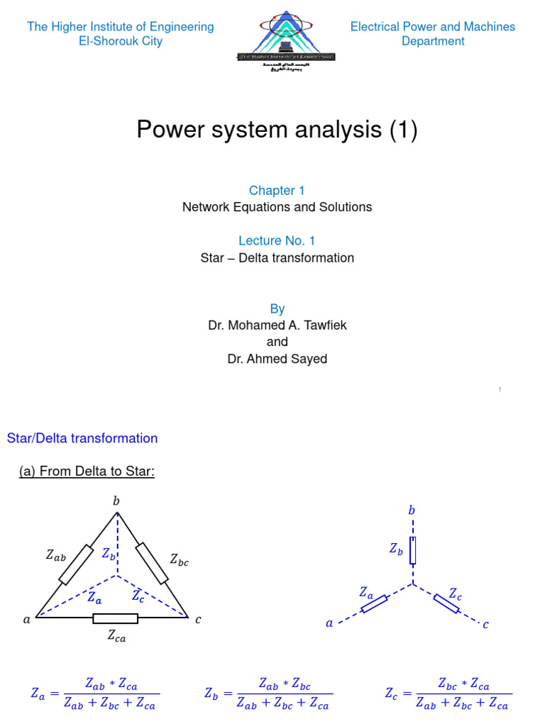 1 Lecture 1 Star Delta Transformation | PDF | Electromagnetism ...
