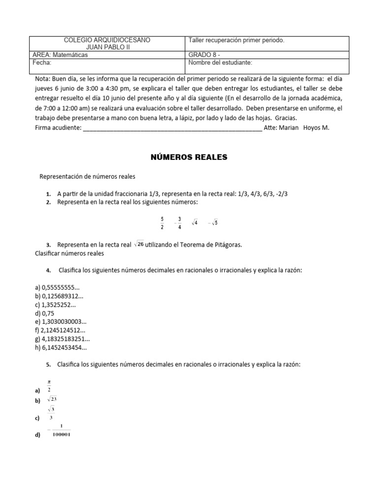 Ejercicios Numeros Reales 4c2bab | PDF