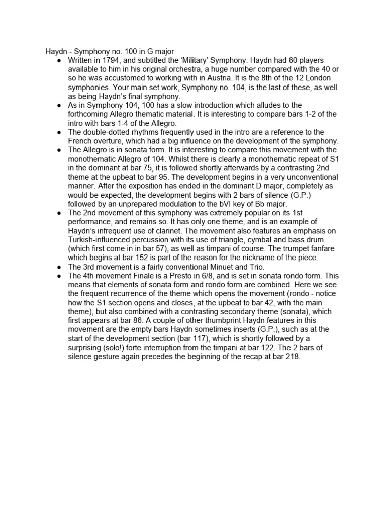 Notes On Haydn 100 | PDF | Symphony | Musical Compositions