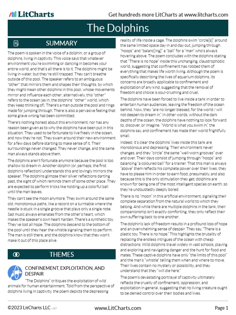 LitCharts The Dolphins | PDF | Dolphin | Poetry