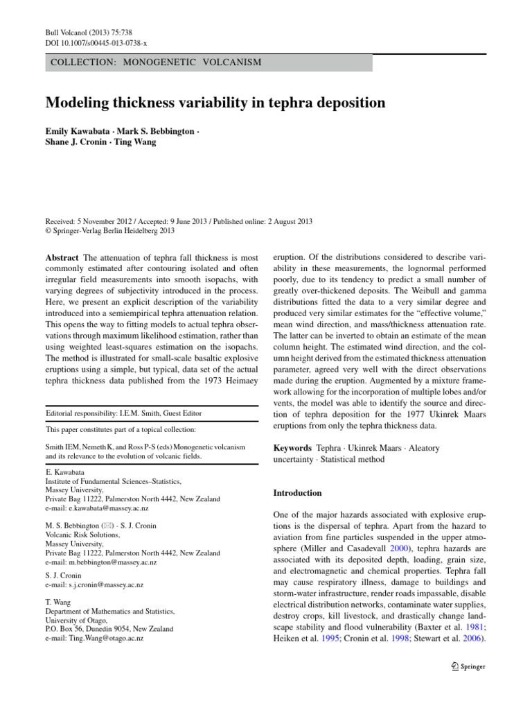 Modeling Thickness Variability in Tephra Deposition | PDF | Errors And Residuals | Akaike ...