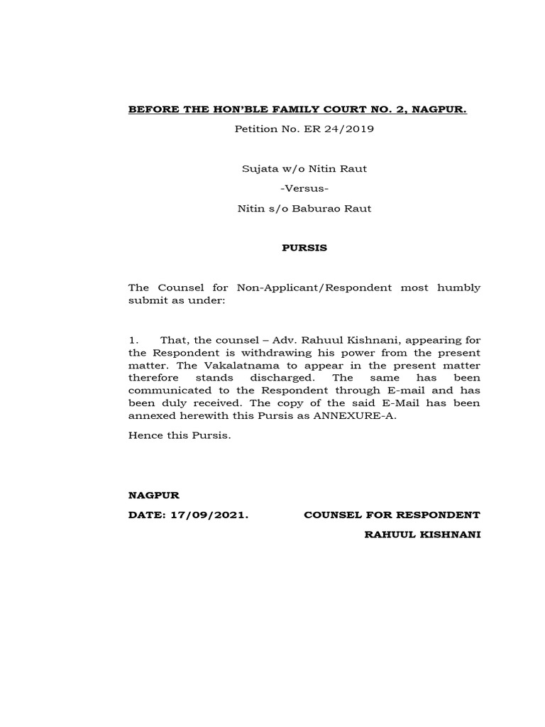 Withdrawl Pursis | PDF