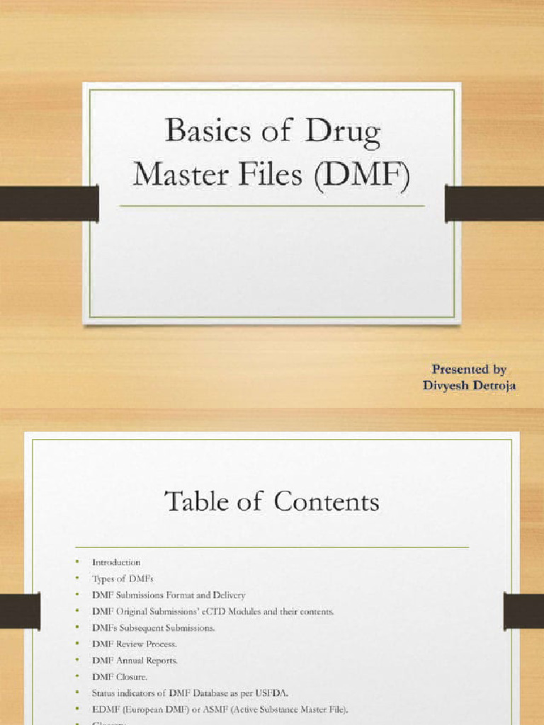 Basics of Drug Master Files DMF | PDF