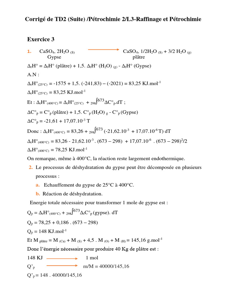 Corrigé TD2 : Raffinage et Pétrochimie | PDF | Substances chimiques ...