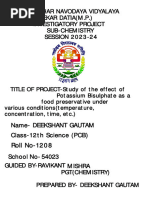 Chemistry Investigatory Project Cover Page | PDF