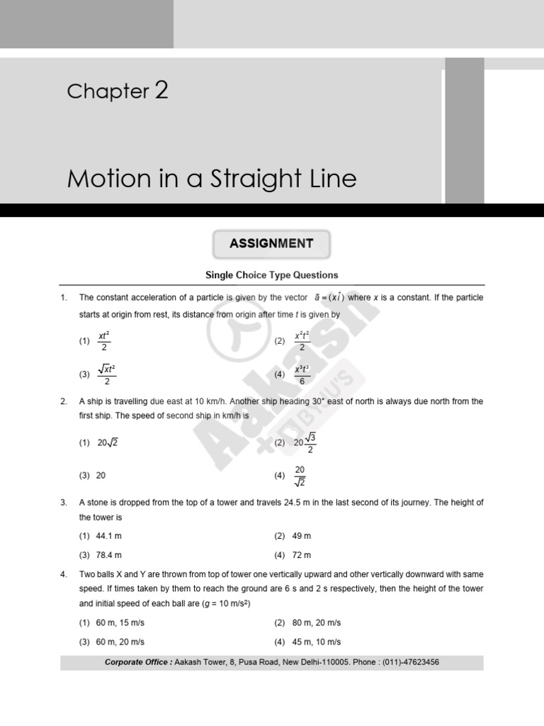 Motion in A Straight Line | PDF | Acceleration | Velocity