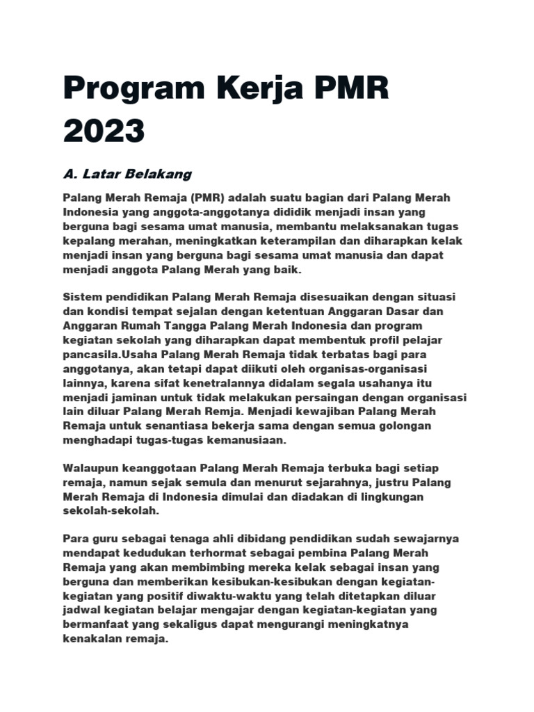 Program Kerja PMR 2023 | PDF
