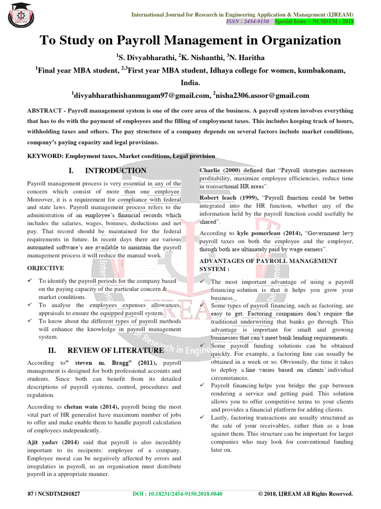 Payroll Management Insights | PDF | Payroll | Factoring (Finance)