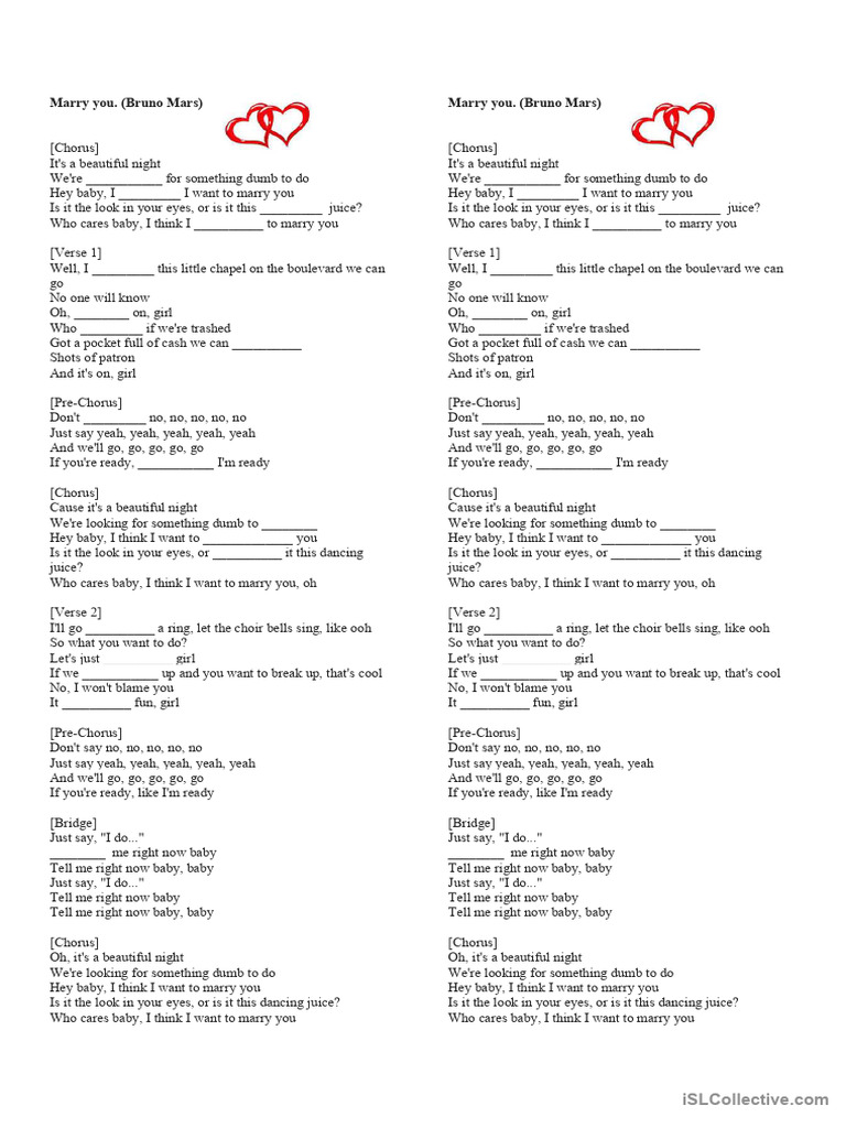 Marry You Bruno Mars | PDF | Song Structure | Vocal Music