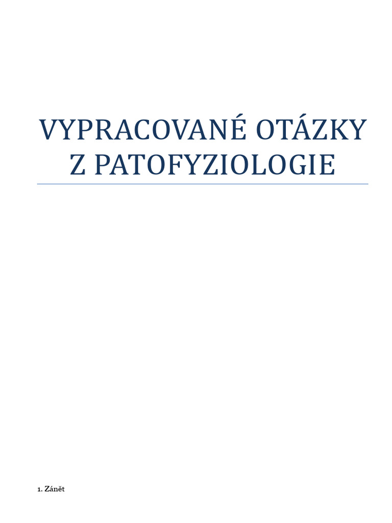 Vypracované Otázky Z Patofyziologie - Kompletní Verze Všech Otázek Pro Tisk | PDF