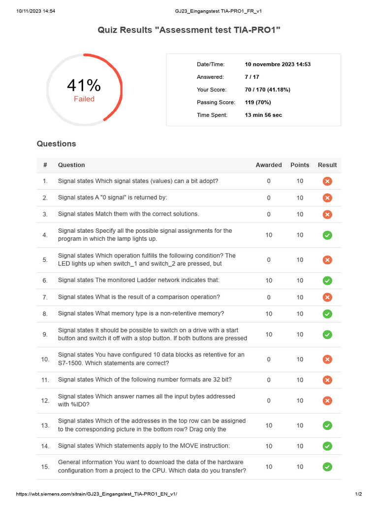 GJ23 - Eingangstest TIA-PRO1 - FR - v1 | PDF | Bit | Computer Hardware