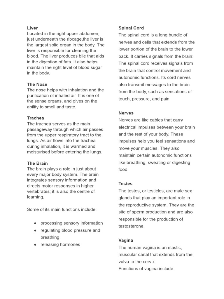 Organs and Functions | Download Free PDF | Human Body | Uterus