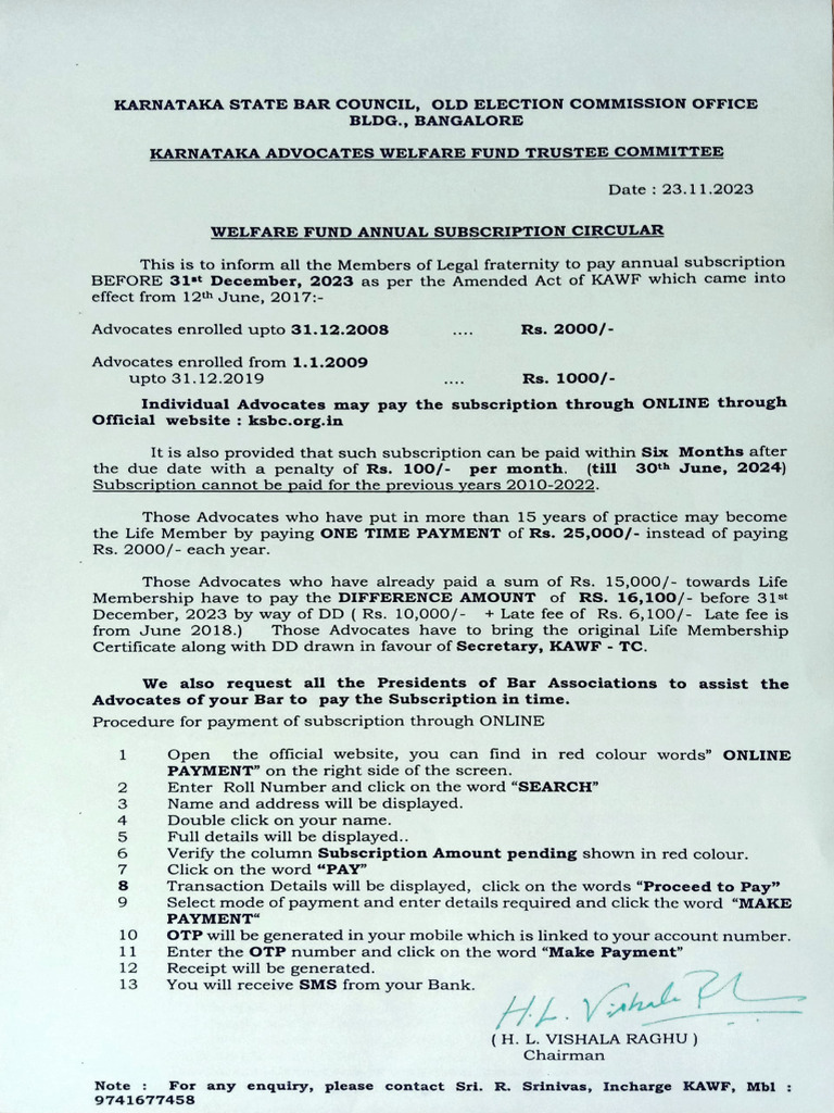 Kawf Circular 2023 | PDF | Advocate | Money