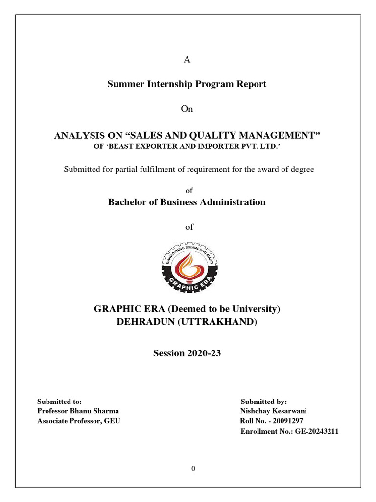 Sip Report 001-1 | PDF | Sales | Quality (Business)