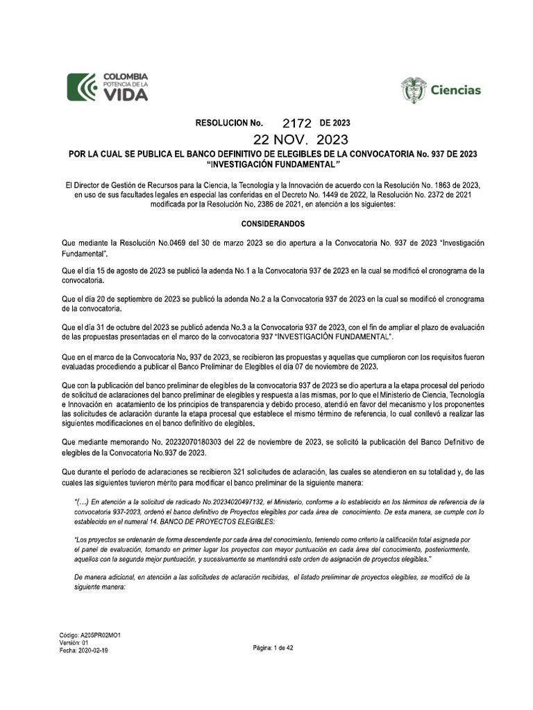Reolucion 2172-2023 | PDF