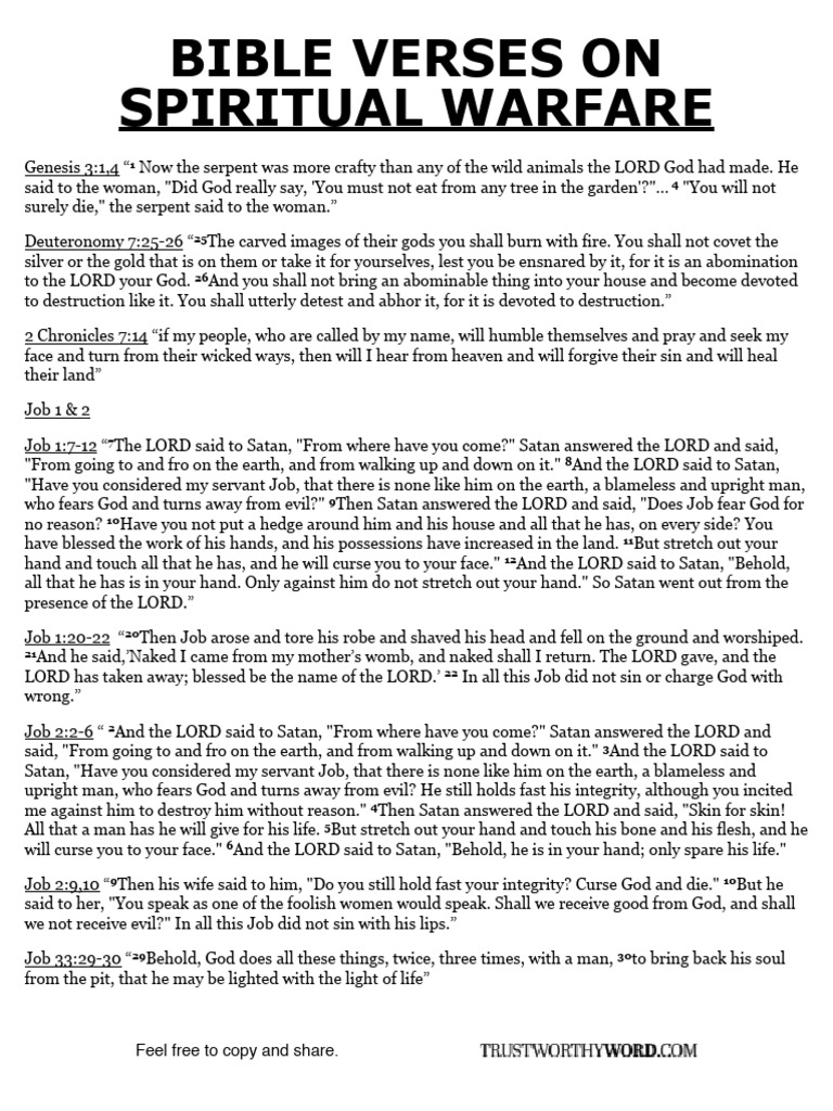 Bible Verses On Spiritual Warfare | PDF | Jesus | Satan
