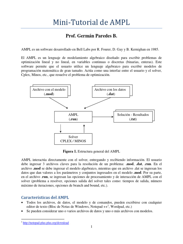 Mini Tutorial de AMPL - GPB - Rev ALuer 20160817 | PDF | Optimización Matemática | Archivo de ...