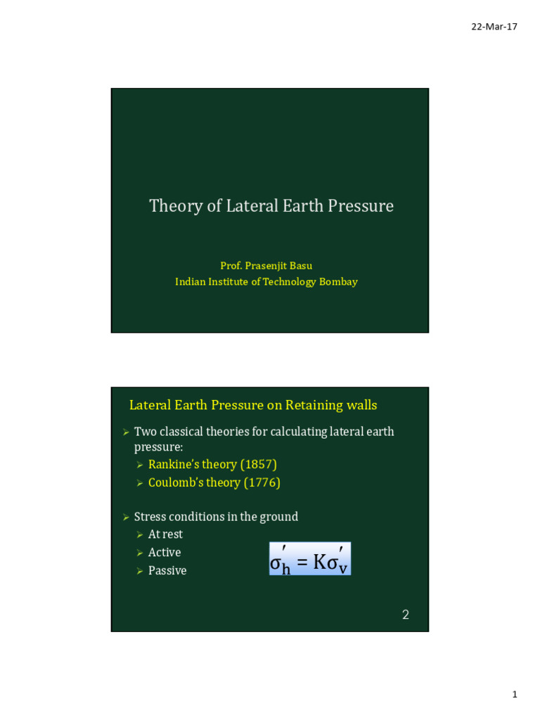Earthpressure Theory | PDF | Applied And Interdisciplinary Physics | Mechanics
